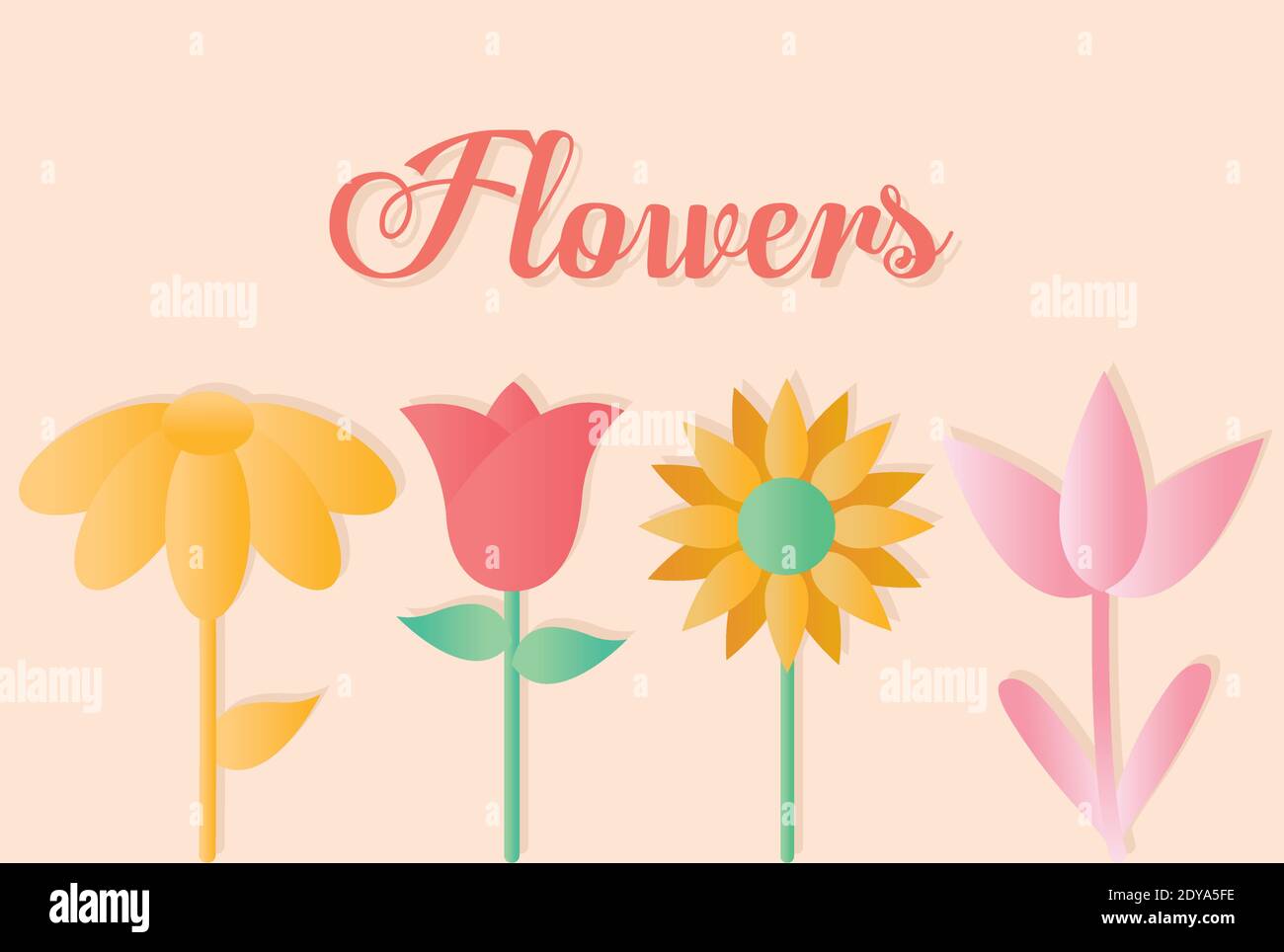 flowers lettering with set of flowers icons Stock Vector Image & Art ...