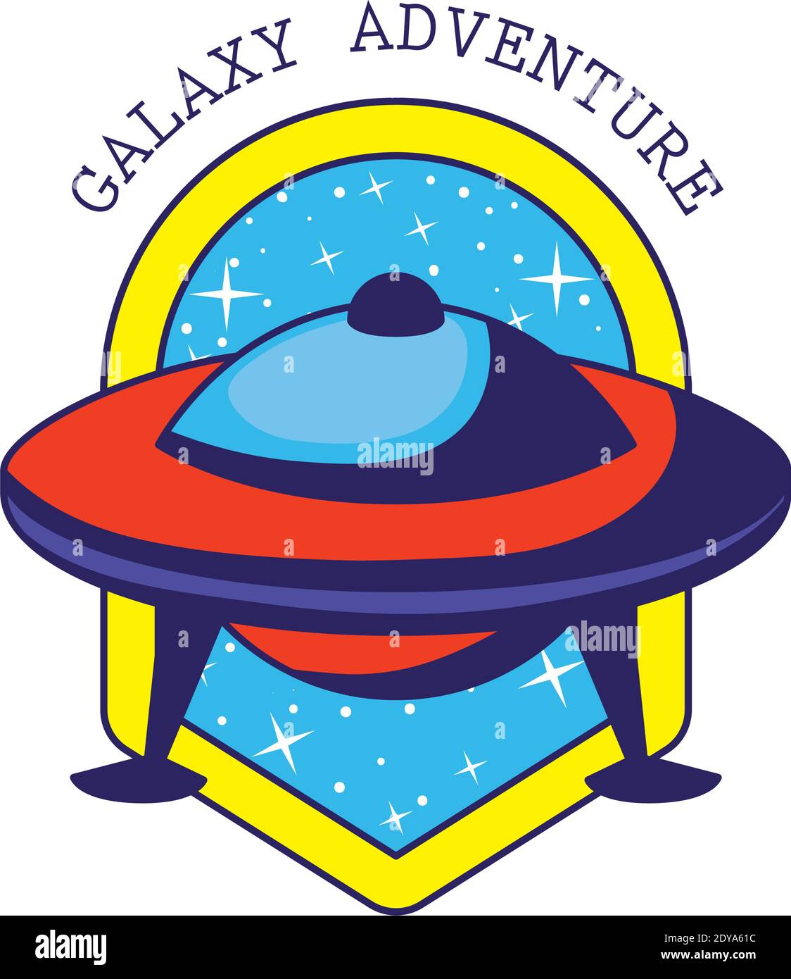 badge with one ufo in it and galaxy adventure lettering Stock Vector ...