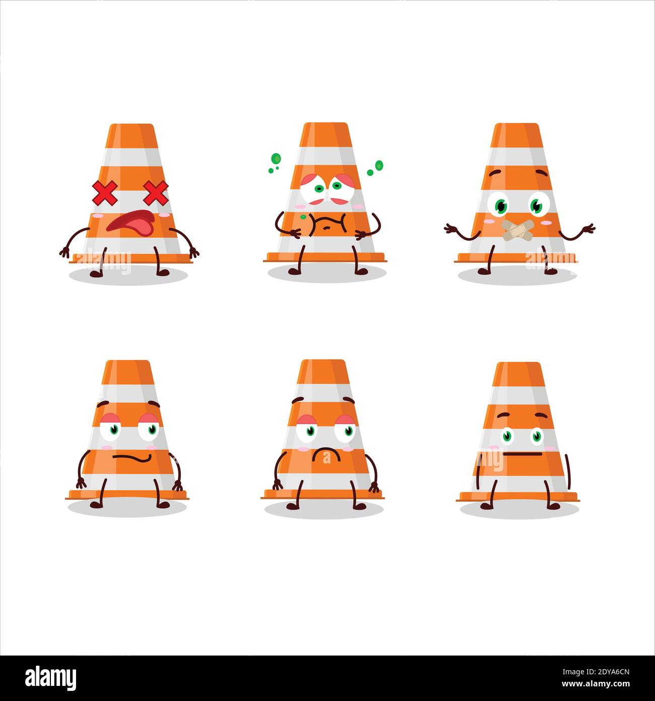 Orange traffic cone cartoon character with nope expression. Vector ...