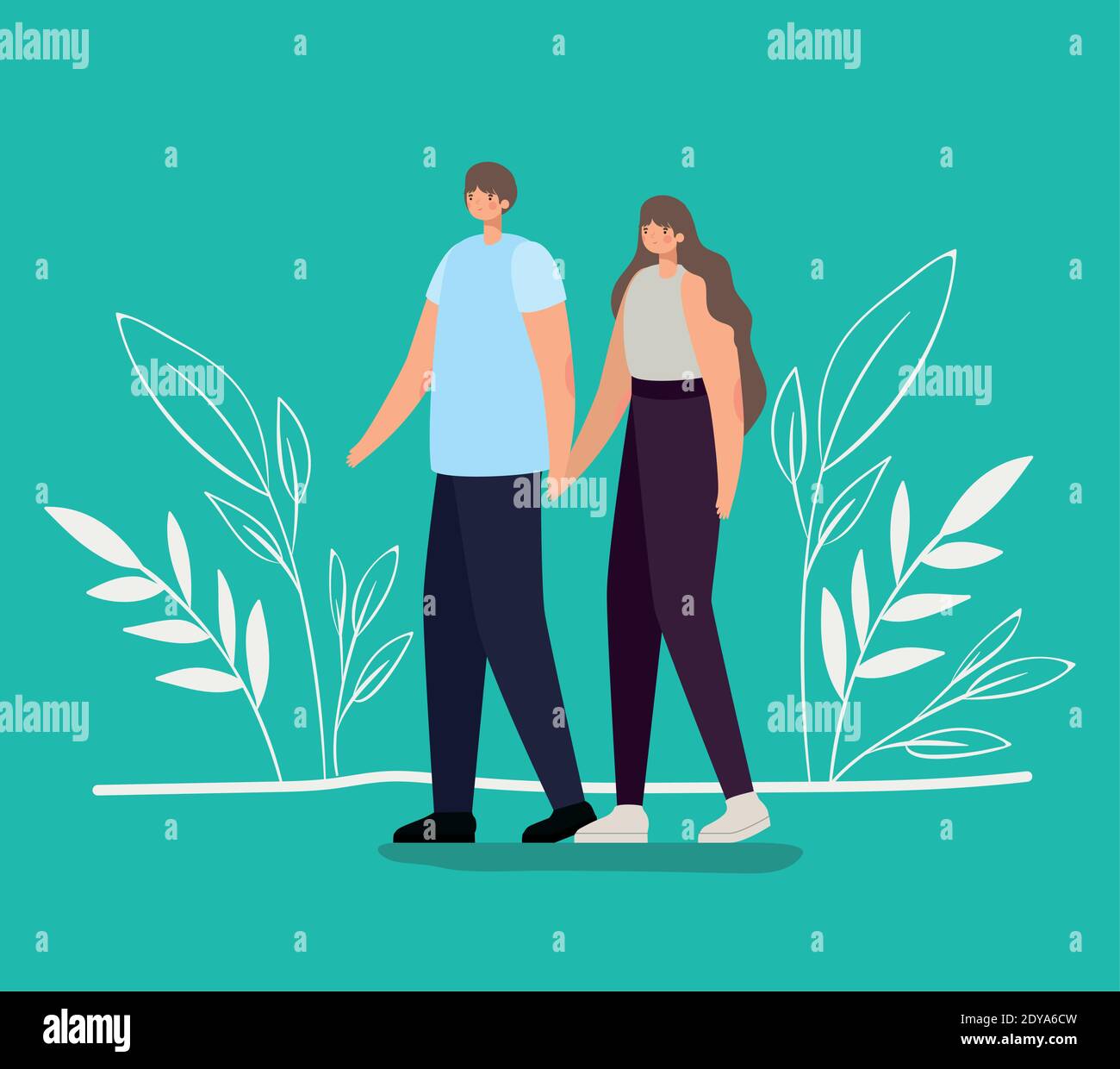 romantic cople in a green background Stock Vector Image & Art - Alamy