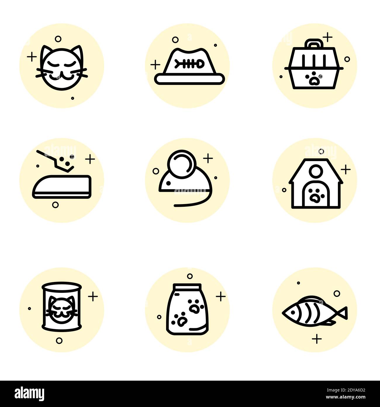 Seth icons on the theme of cat life isolated on a white background ...