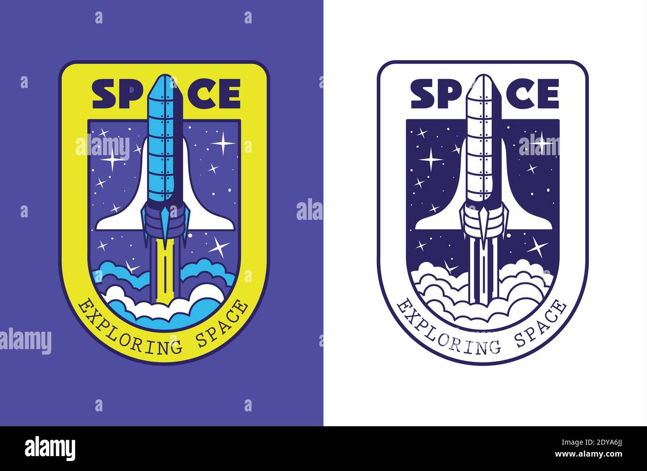 badge of a two spaceship Stock Vector Image & Art - Alamy