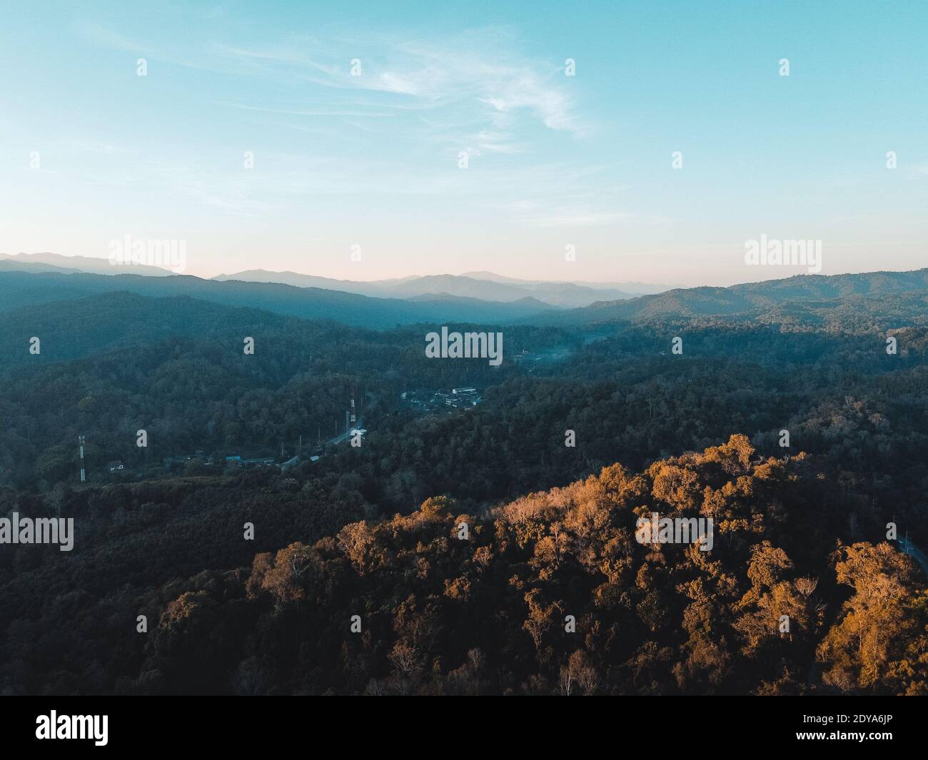 Sunset Mountain view and sunset light Stock Photo - Alamy
