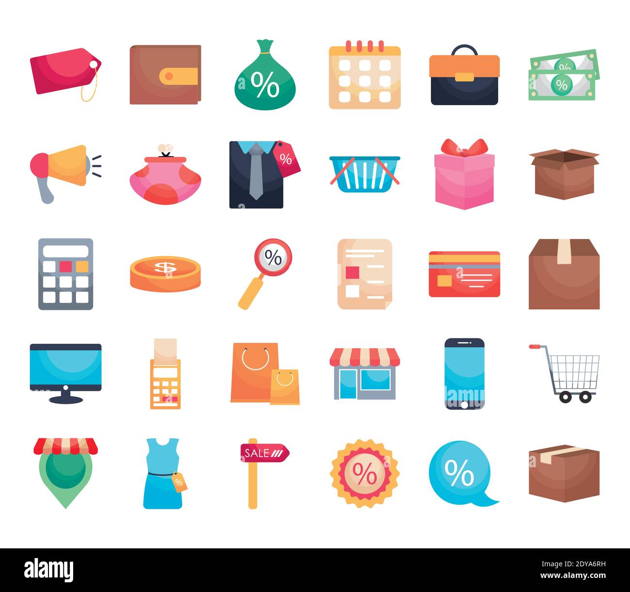 icon set of shopping over white background, colorful design, vector ...
