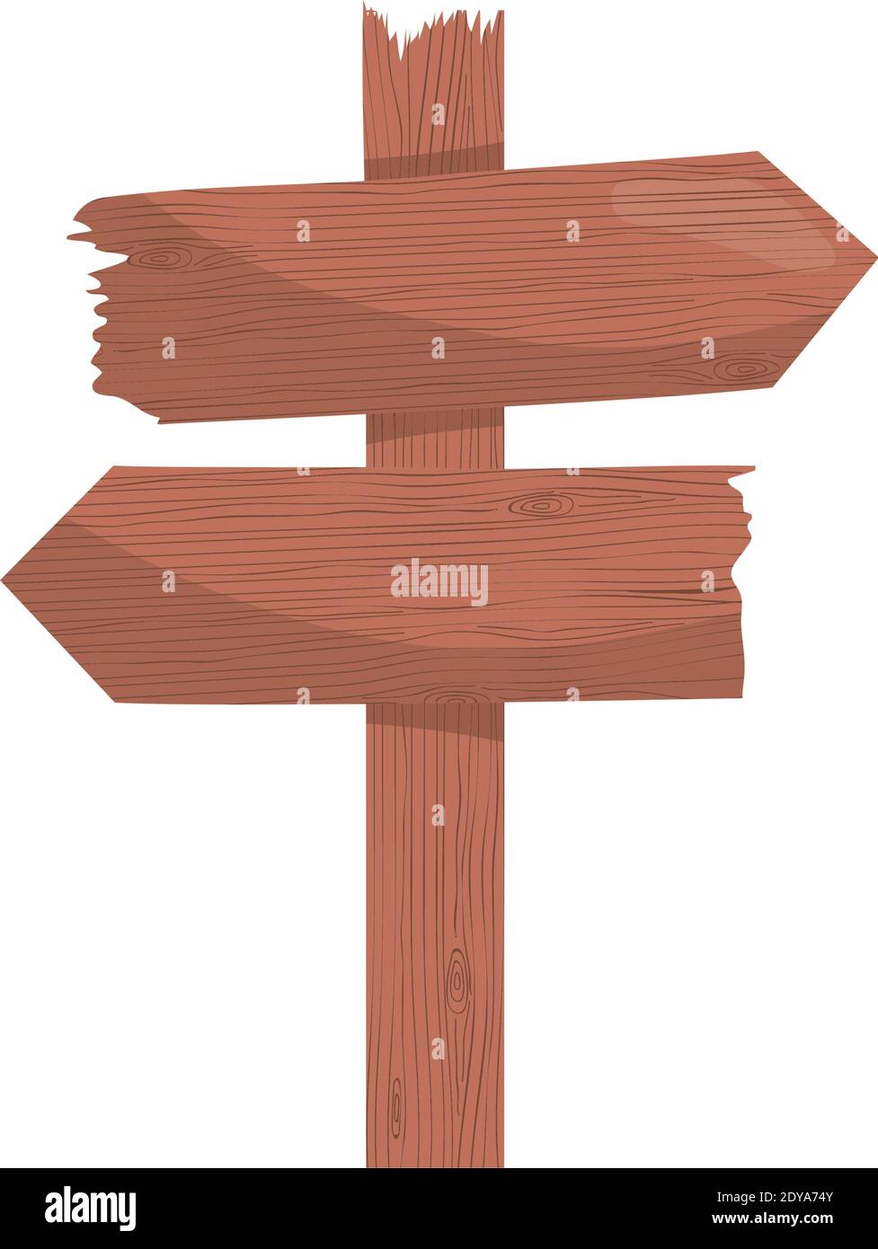 wooden road sign icon over white background, colorful design, vector ...
