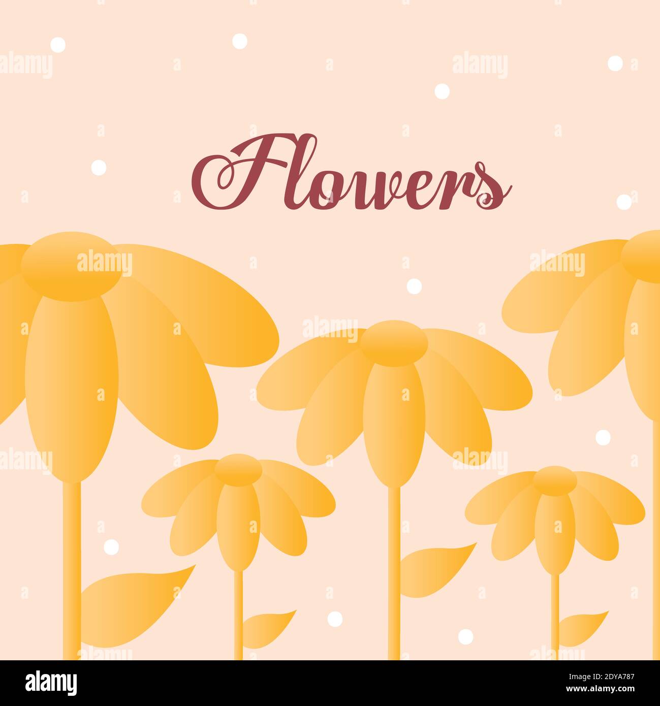 flowers lettering with set of flowers with a yellow color Stock Vector ...