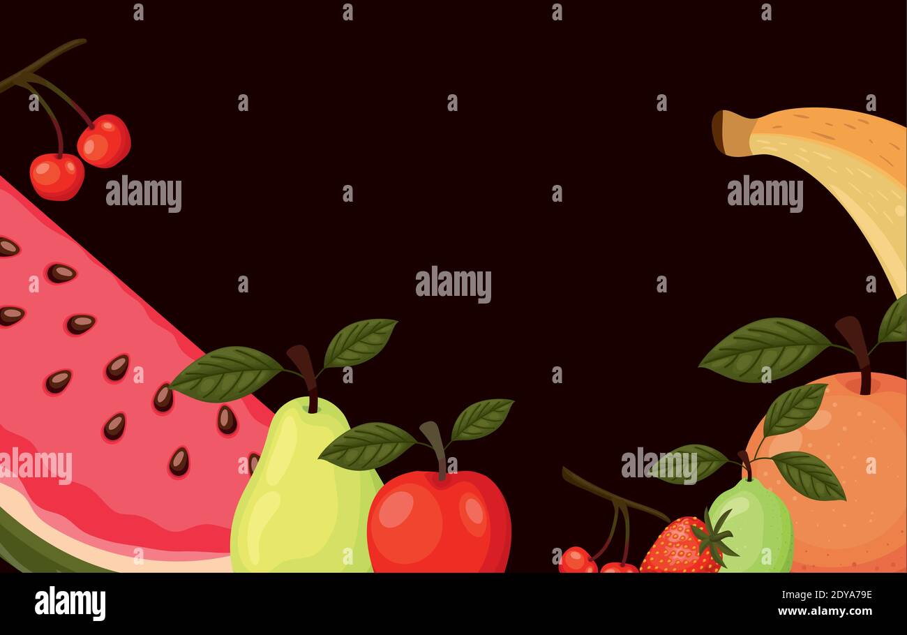 set of fruits icons on a black background Stock Vector Image & Art - Alamy