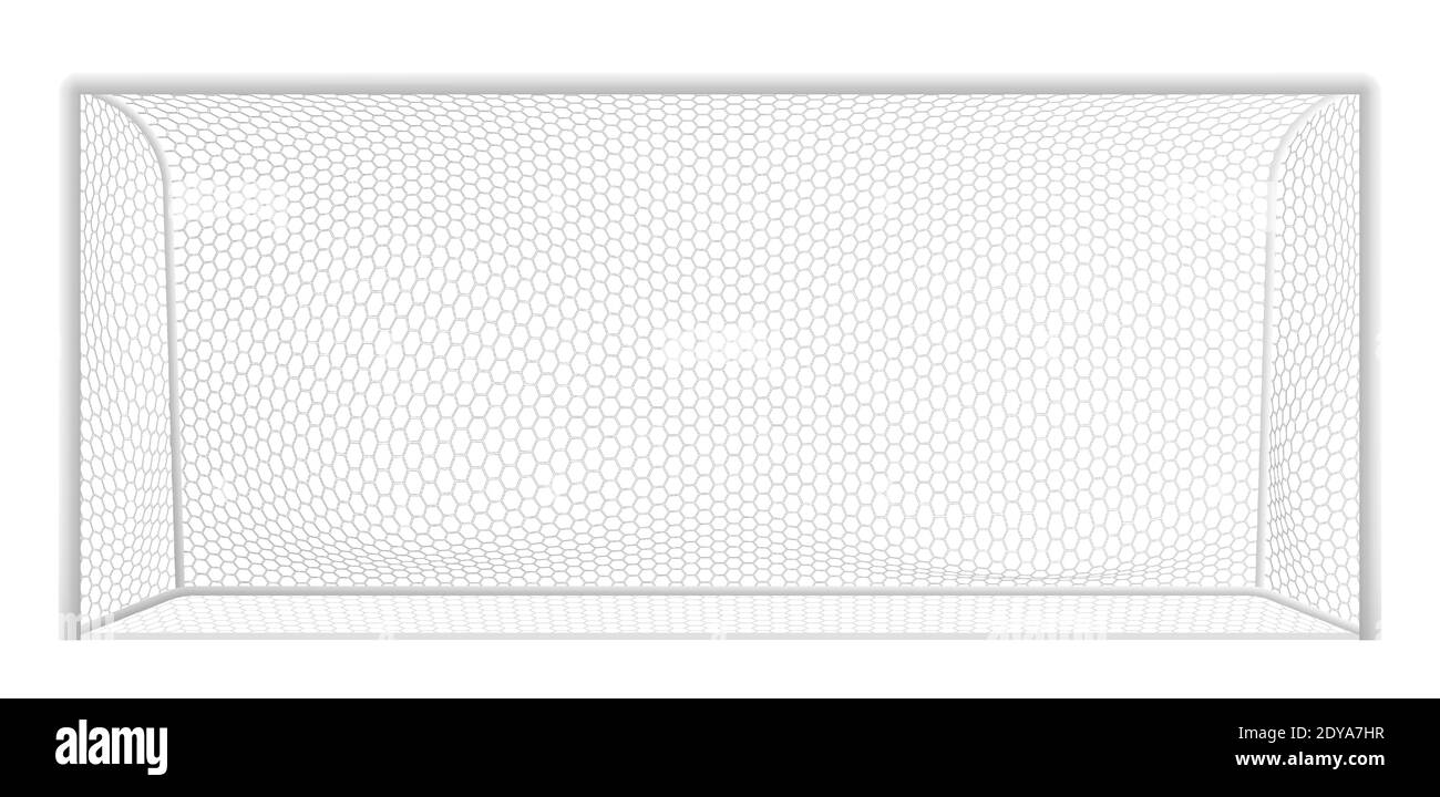 realistic football goal with hexagonal net fluttering in wind. Team ...