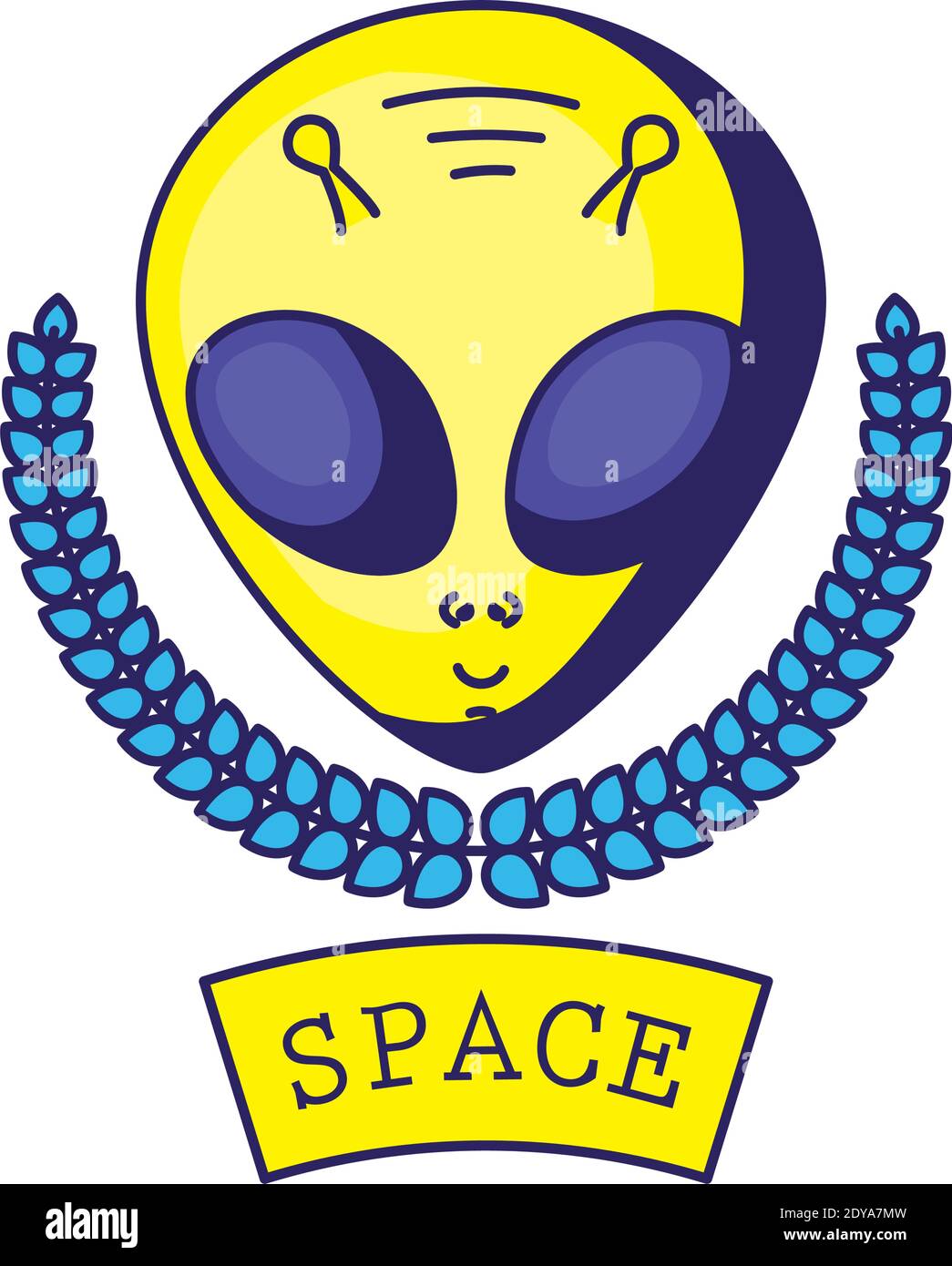 badge with one alien in it and space lettering Stock Vector Image & Art ...