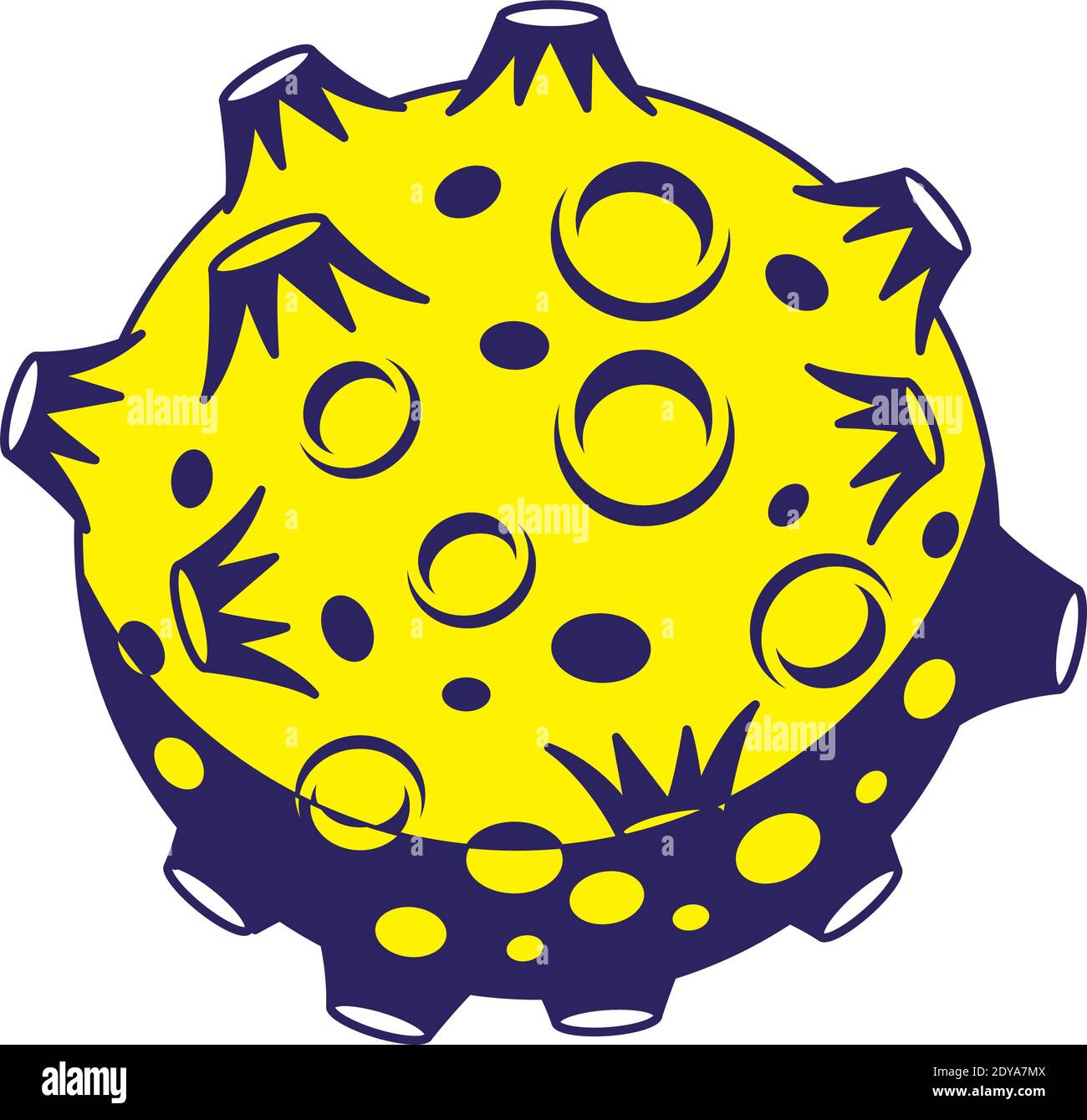 yellow asteroid with many craters on withe background Stock Vector ...