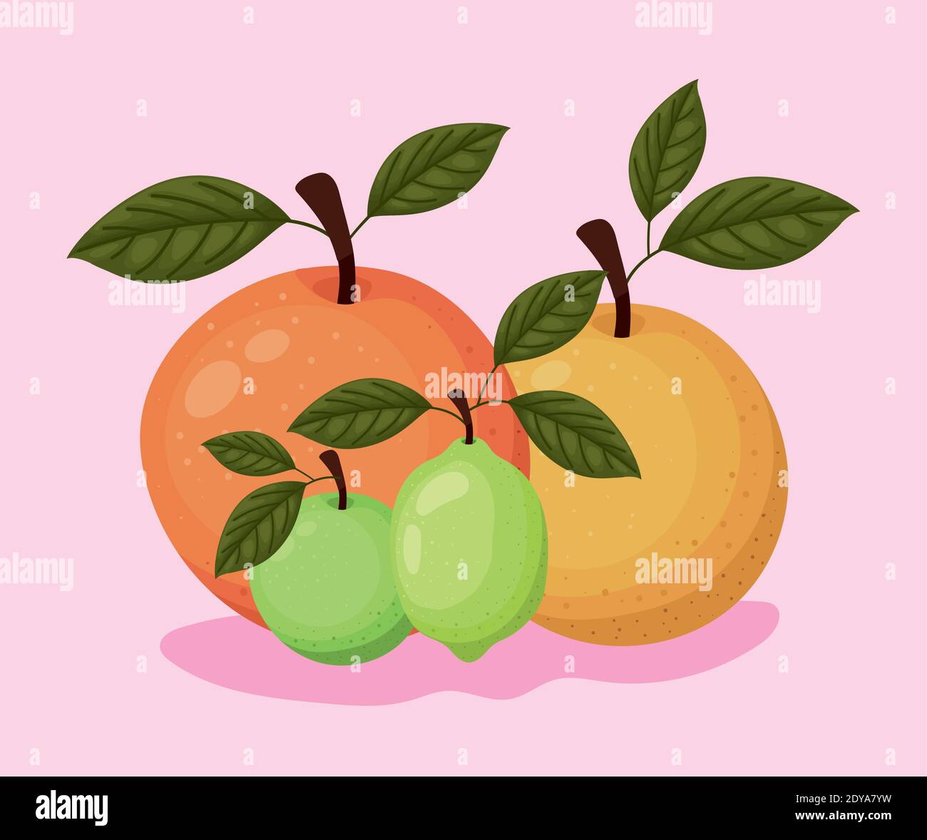 set of fruits icons over a pink background Stock Vector Image & Art - Alamy
