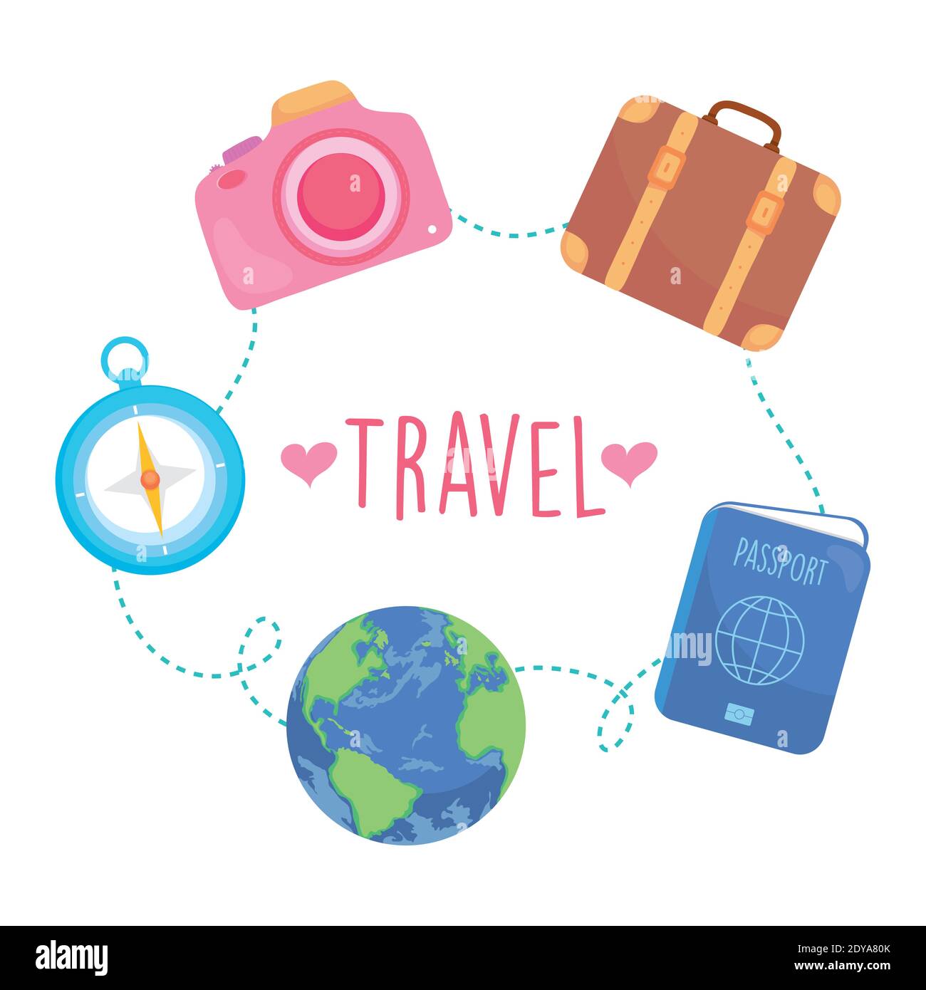 earth planet and travel icon set over white background, colorful design ...