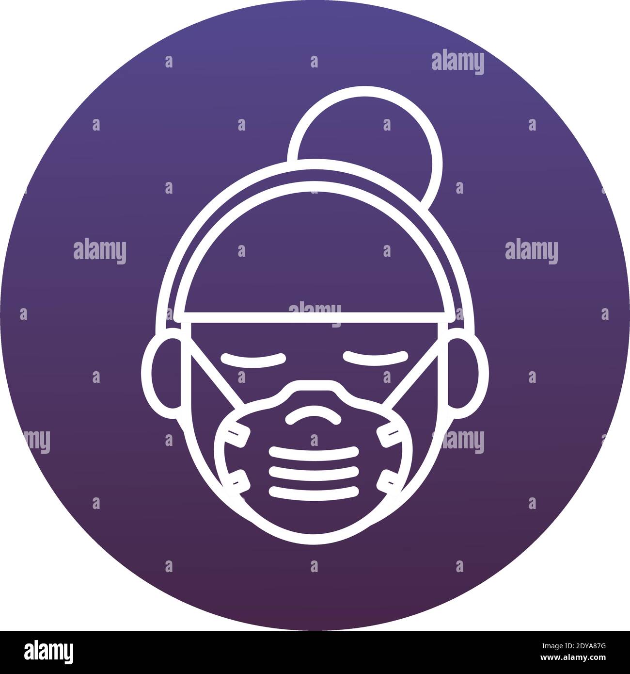 woman wearing medical face mask covid19 protection block style vector ...
