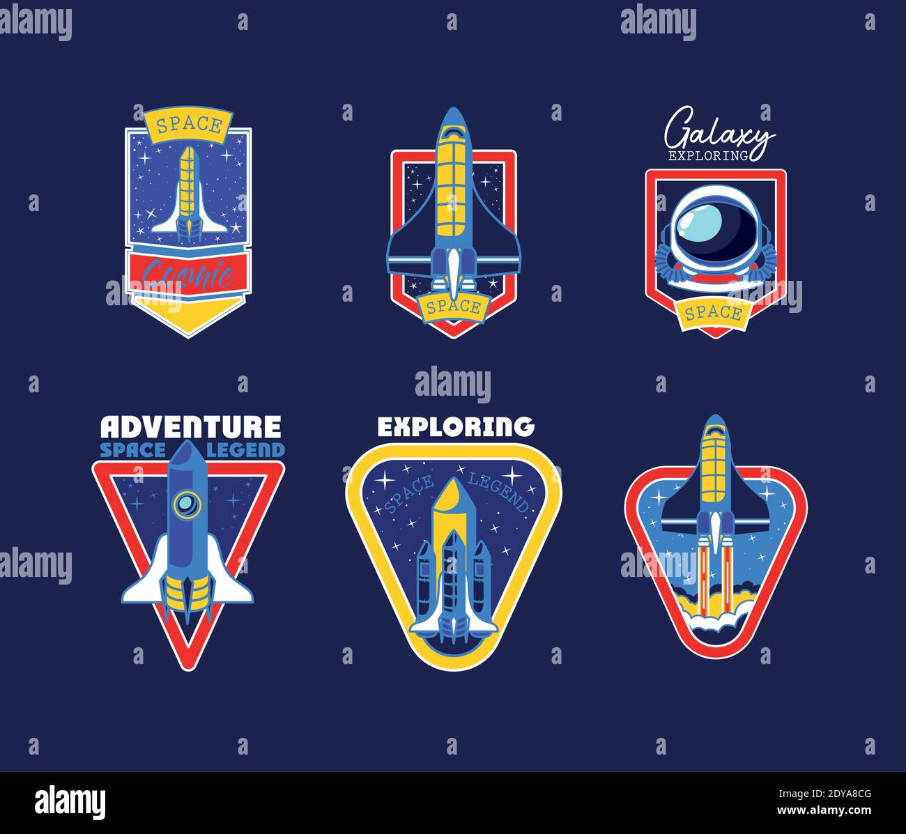 set of space badges on a blue background Stock Vector Image & Art - Alamy
