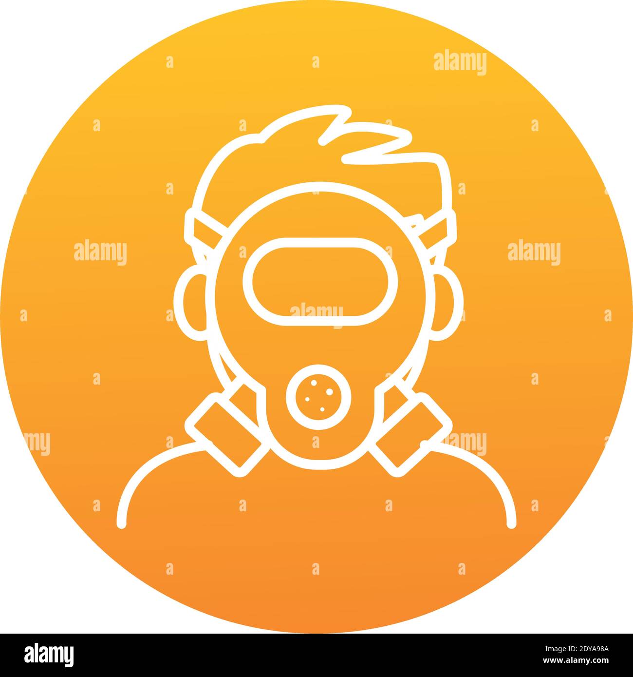 man wearing biosafety mask industrial in orange block style icon vector ...