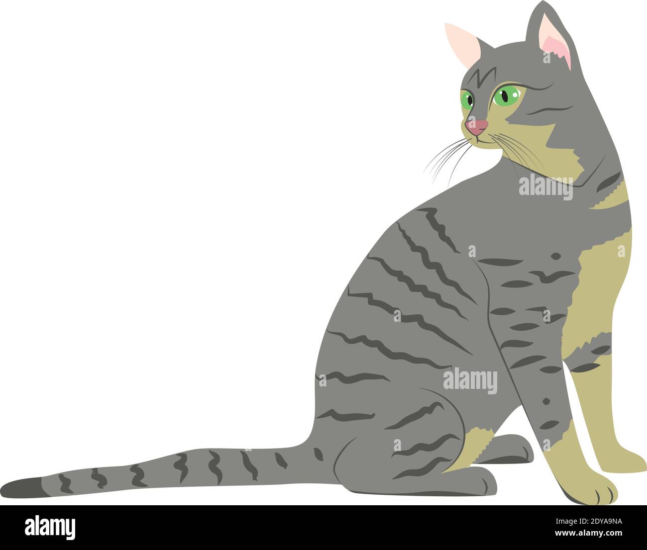cartoon gray striped cat icon over white background, colorful design ...