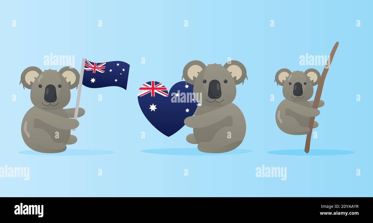 group of koalas with australian flags characters vector illustration ...