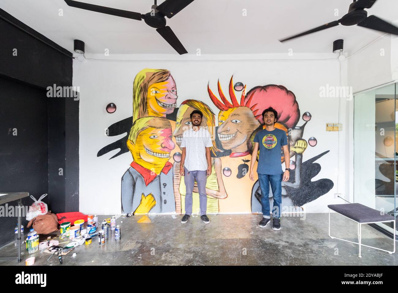 The Bart Brothers doing a wall mural in Cebu City, Philippines Stock ...