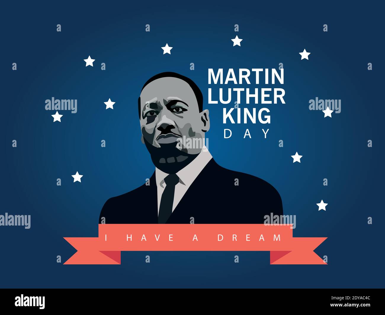 martin luther king character celebration day with lettering in ribbon ...