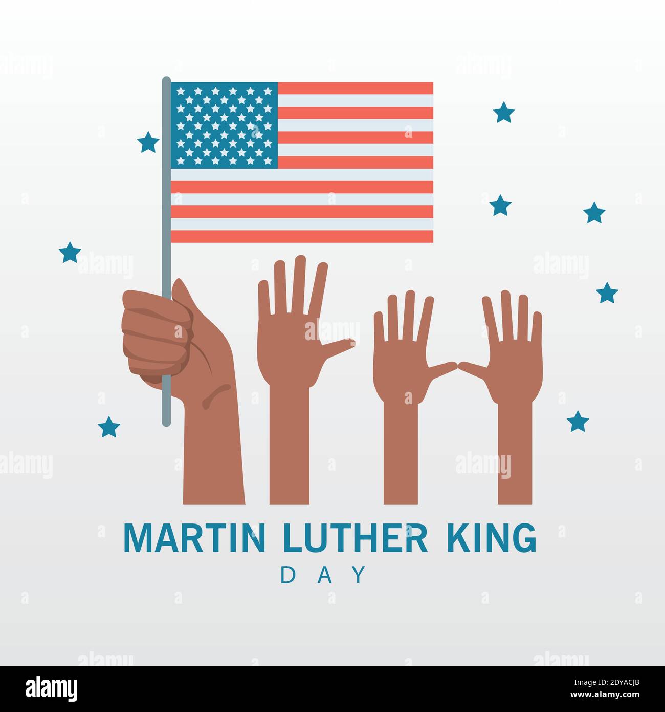 martin luther king day lettering with hands lifting usa flag vector ...