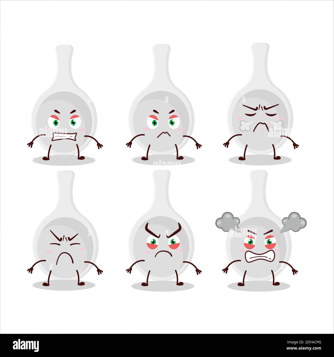 Plastic spoon cartoon character with various angry expressions. Vector ...
