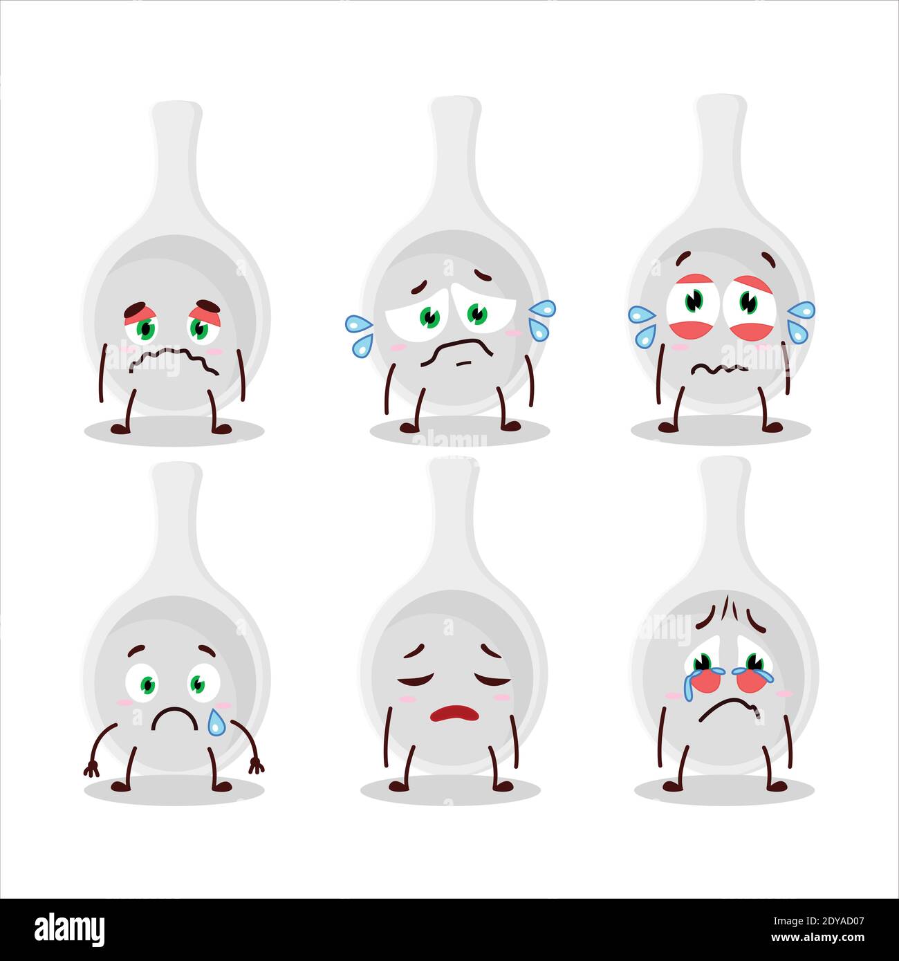 Plastic spoon cartoon character with sad expression. Vector ...