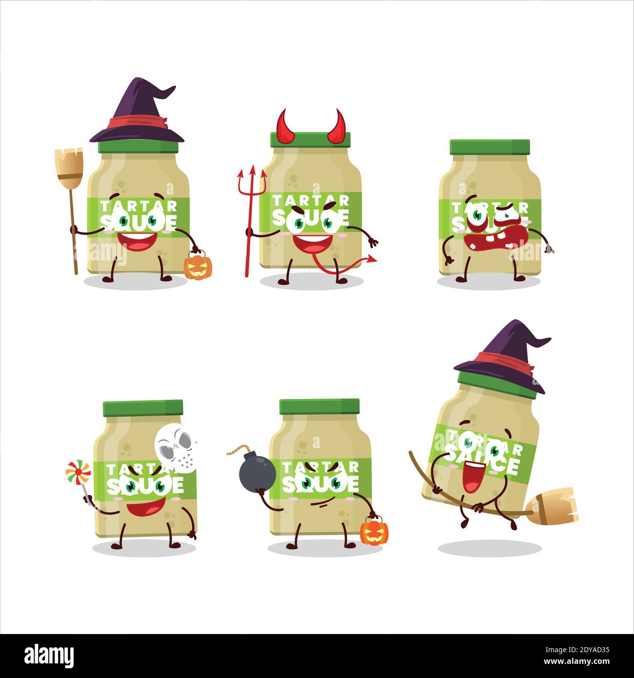 Halloween expression emoticons with cartoon character of tartar sauce ...