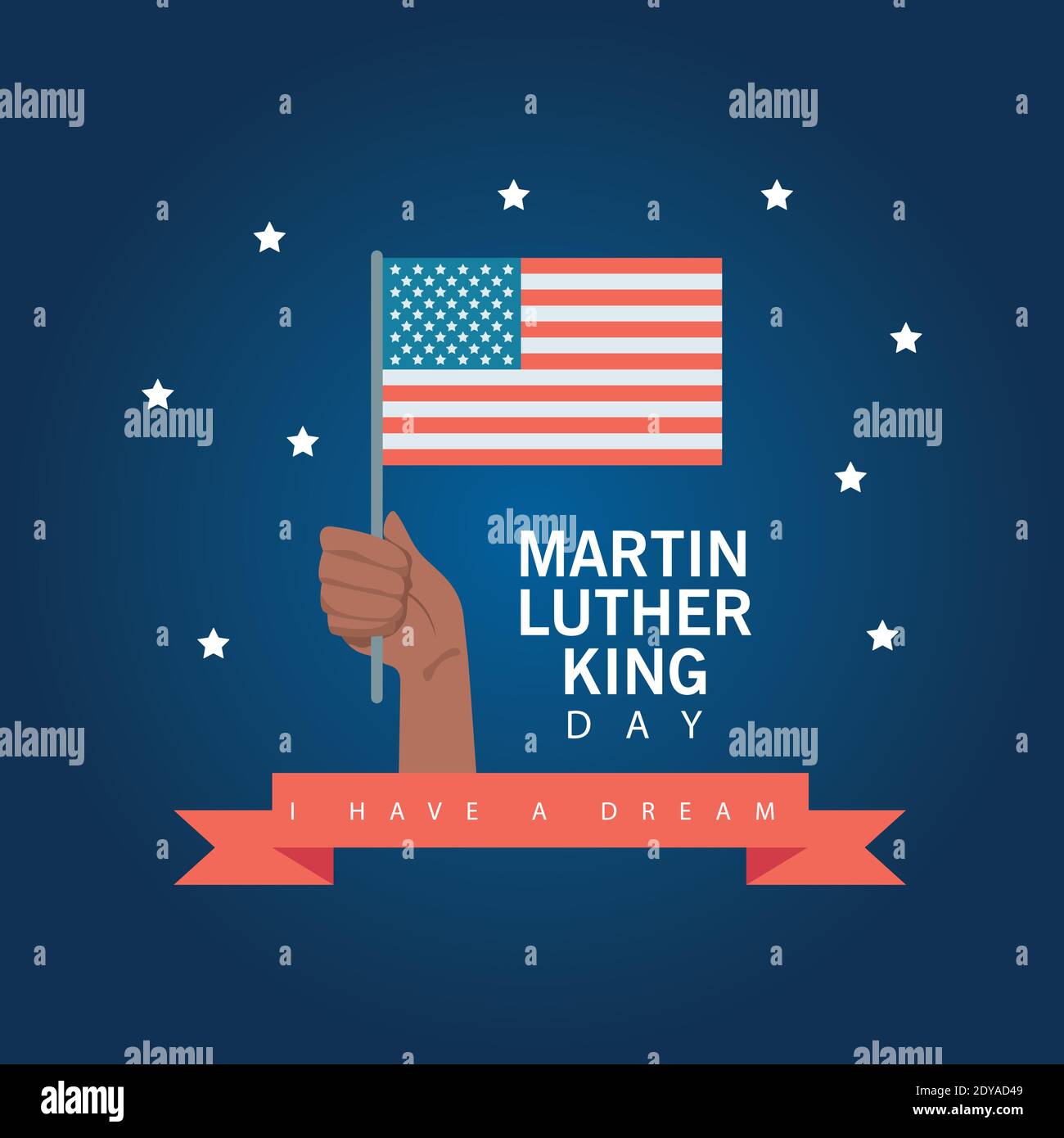 martin luther king day lettering with hand lifting usa flag vector ...