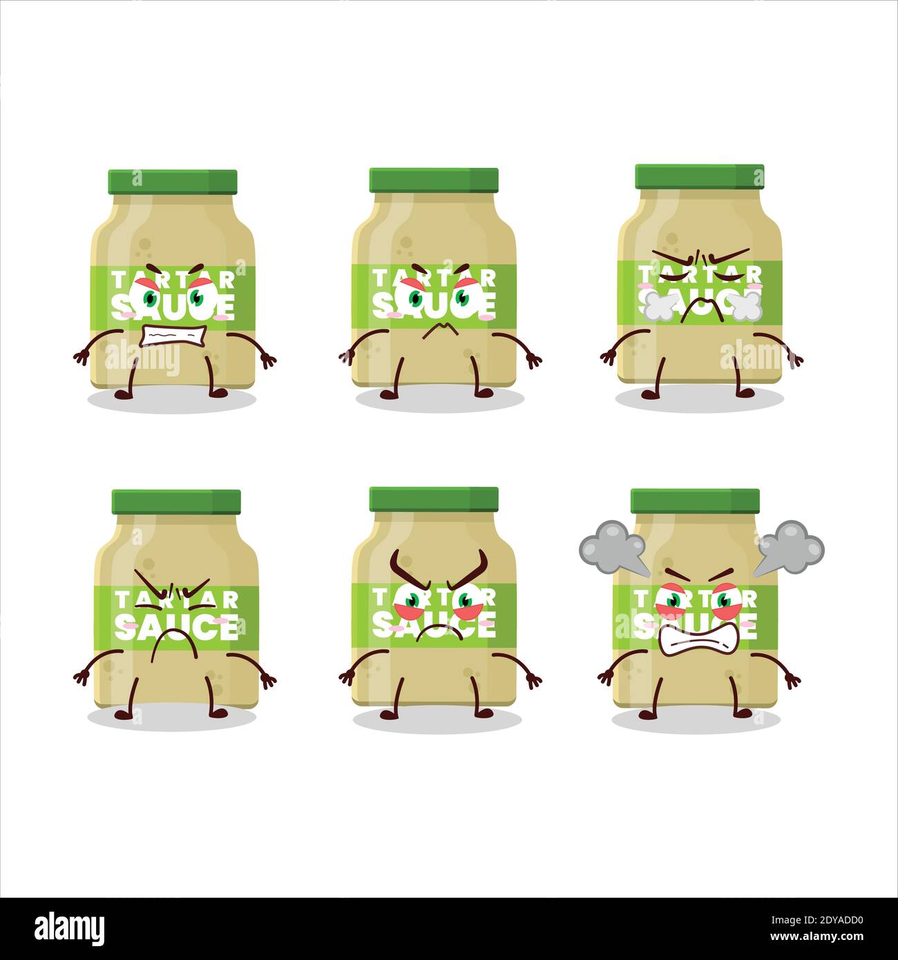 Tartar sauce cartoon character with various angry expressions. Vector ...