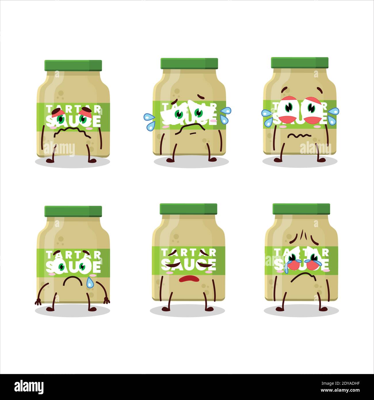 Tartar sauce cartoon character with sad expression. Vector illustration ...