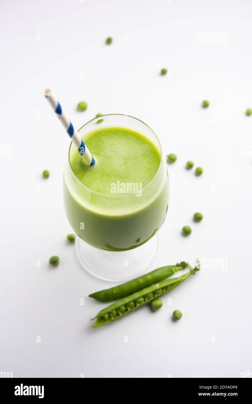 Green Peas Fresh Juice or smoothie or drink made using watana or vatana ...