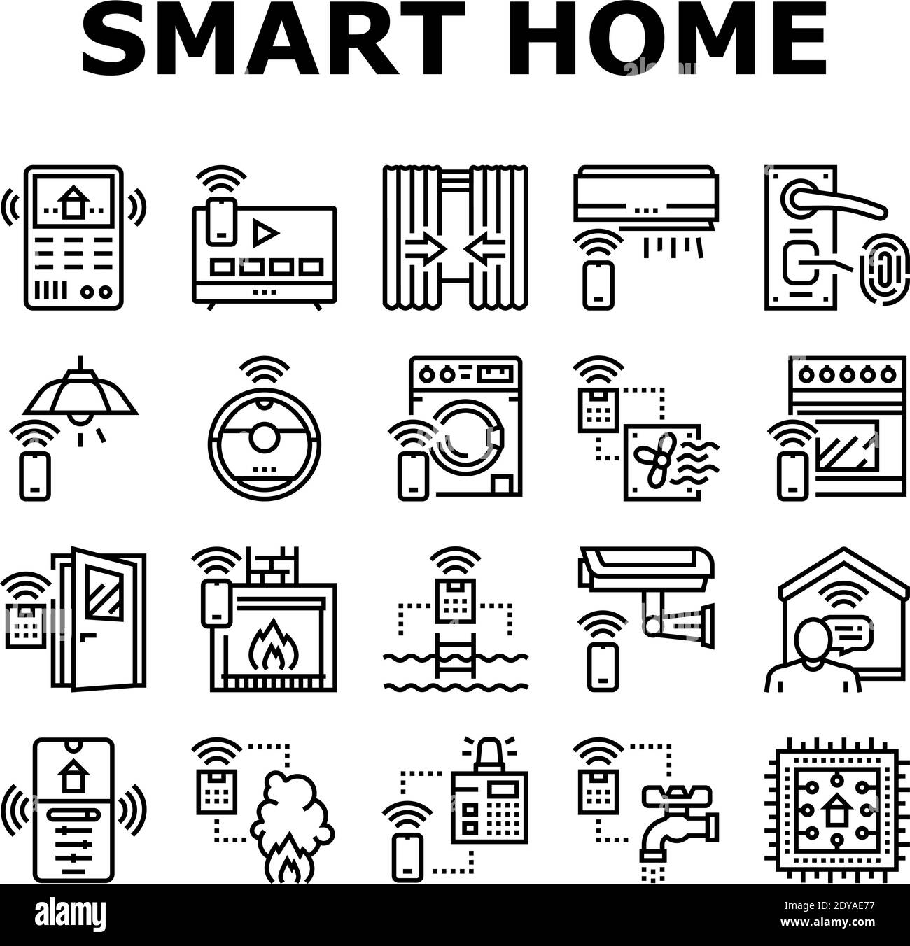 Smart Home Equipment Collection Icons Set Vector Stock Vector Image ...