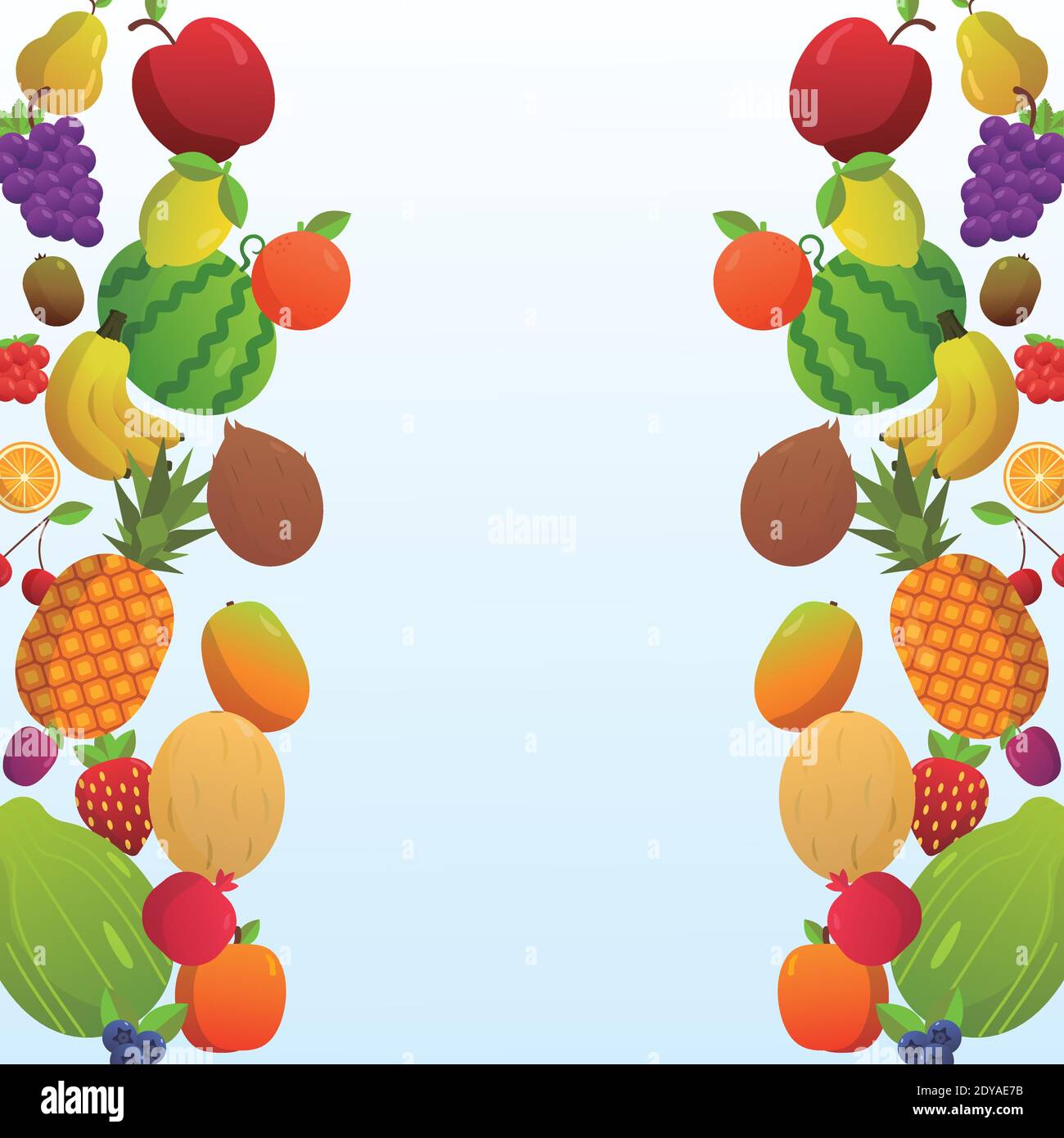 set of fresh delicious fruits frame vector illustration design Stock ...