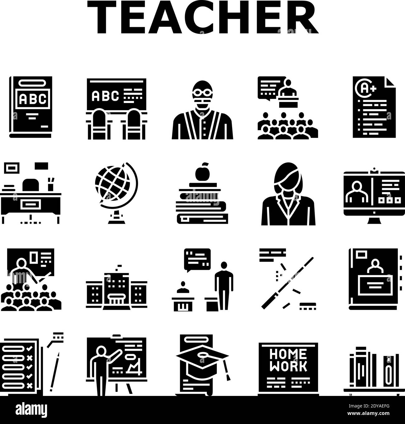 Teacher Education Collection Icons Set Vector Stock Vector Image & Art ...
