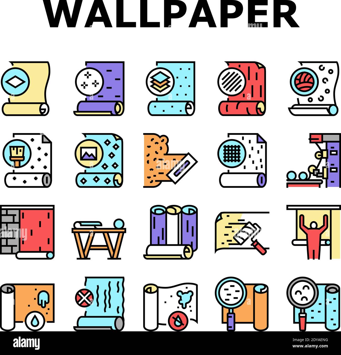 Wallpaper Interior Collection Icons Set Vector Stock Vector Image & Art ...