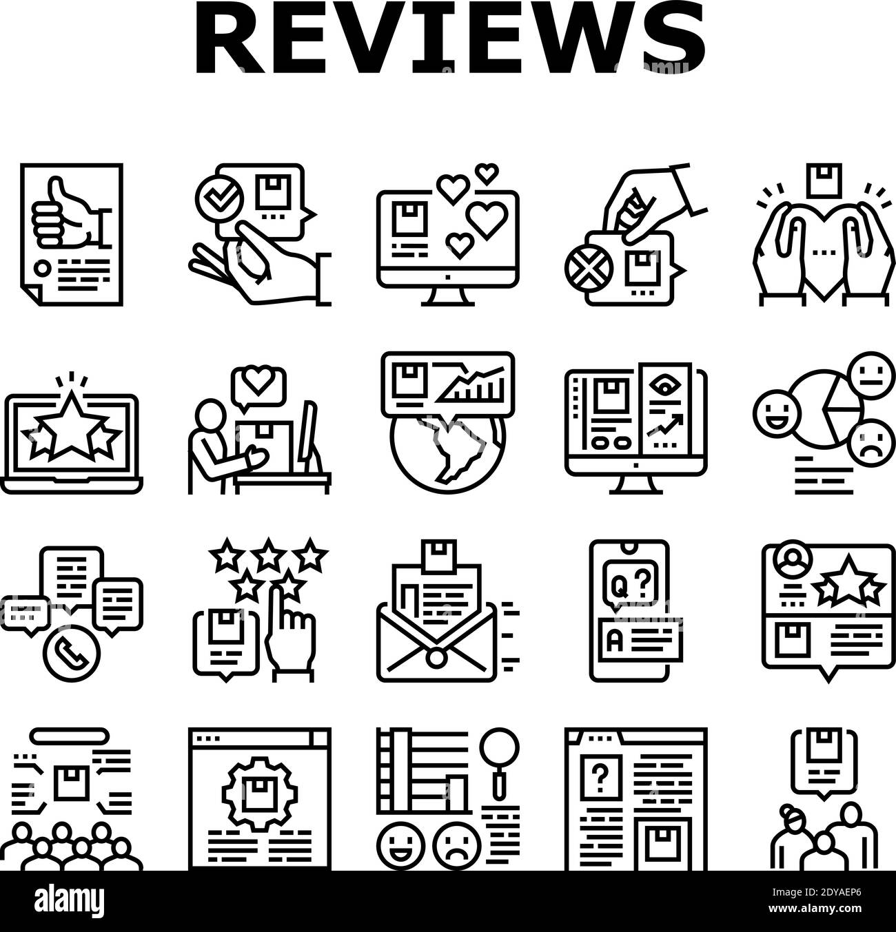 Reviews Of Customer Collection Icons Set Vector Stock Vector Image ...