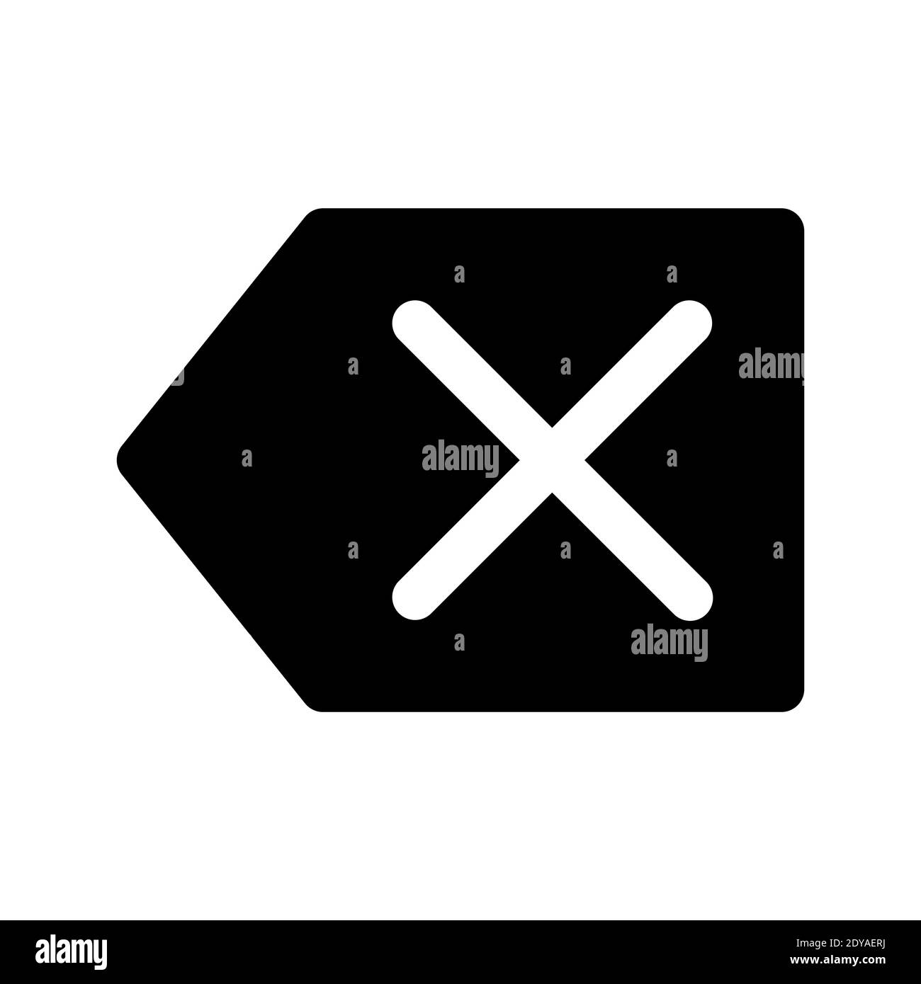 backspace arrow icon vector, left arrow with cross. isolated on white ...