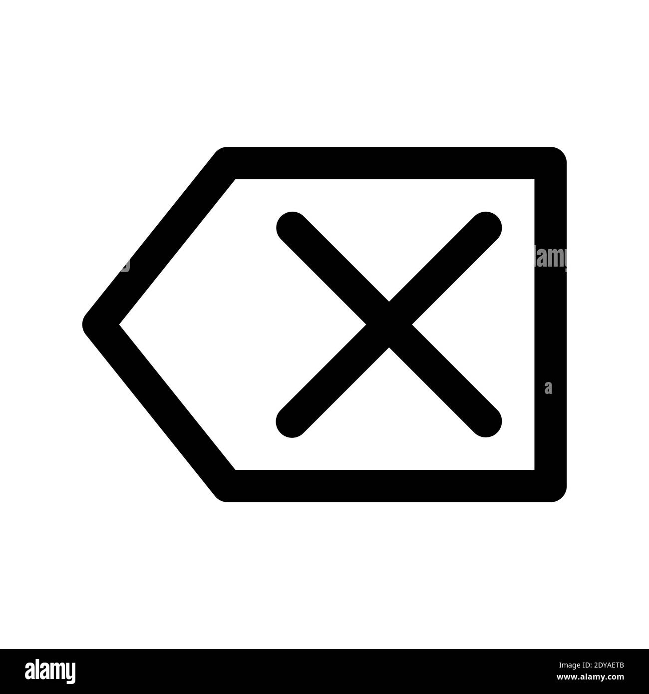 backspace arrow icon vector, left arrow with cross. isolated on white ...