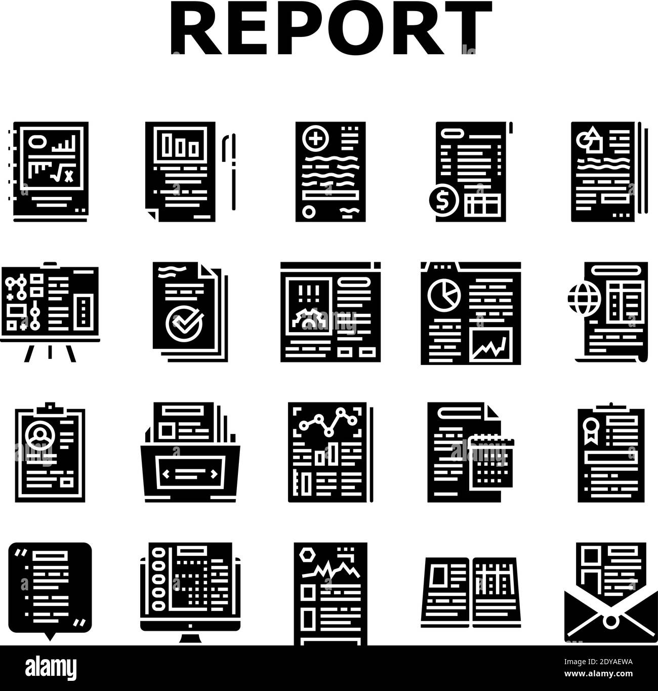 Reports Documentation Collection Icons Set Vector Stock Vector Image ...