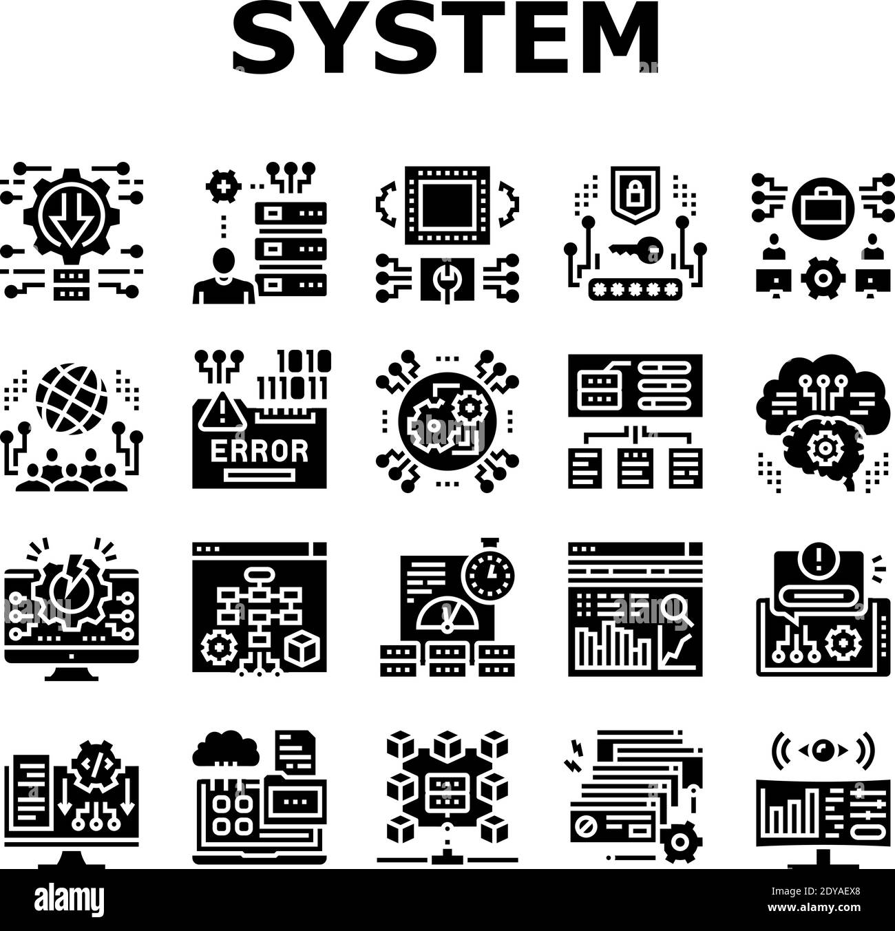 System Work Process Collection Icons Set Vector Stock Vector Image ...