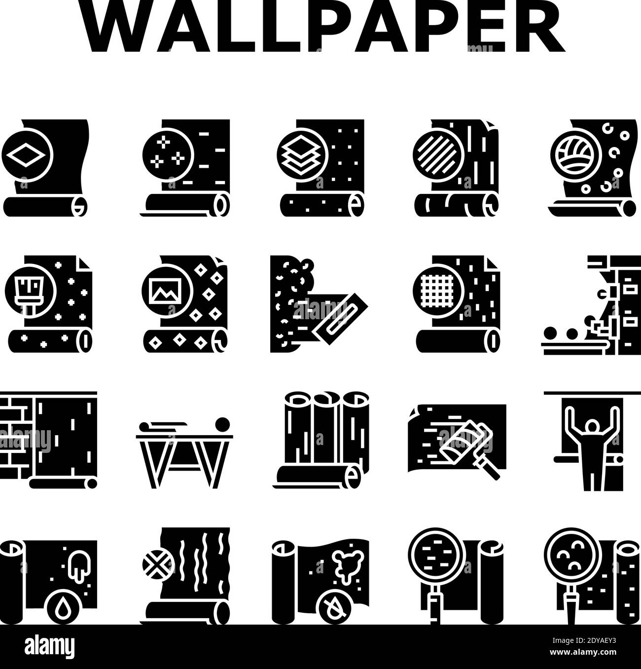 Wallpaper Interior Collection Icons Set Vector Stock Vector Image & Art ...