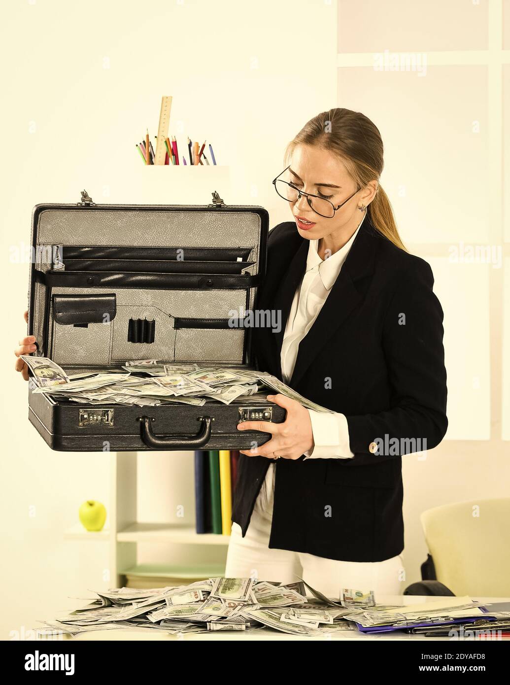 Owner of small business. Analyzing financial report. Accounting and ...