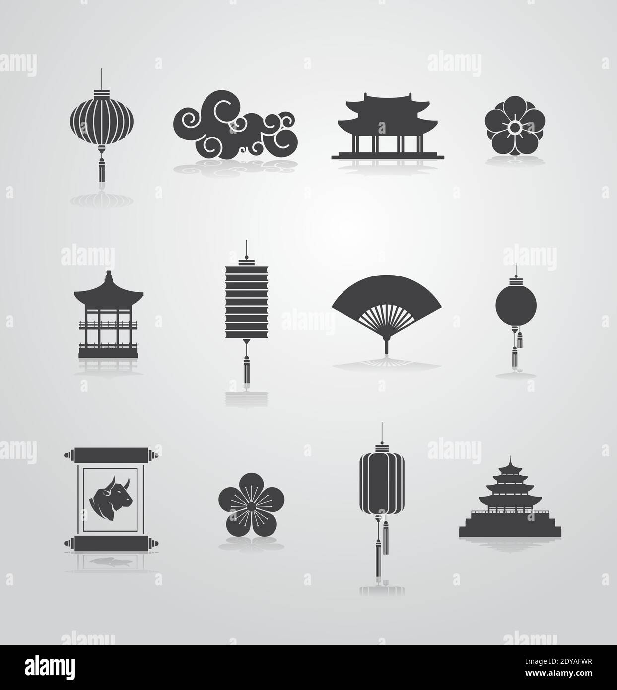 asian elements ses decorative collection of lanterns ornaments in ...