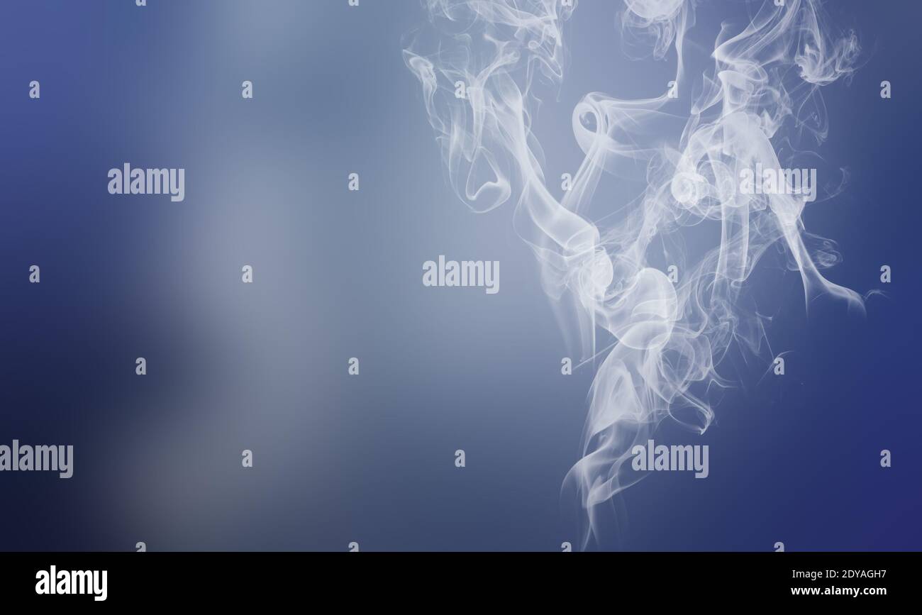 White wipe smoke cloud on grey blue. Abstract mystic freeze motion ...