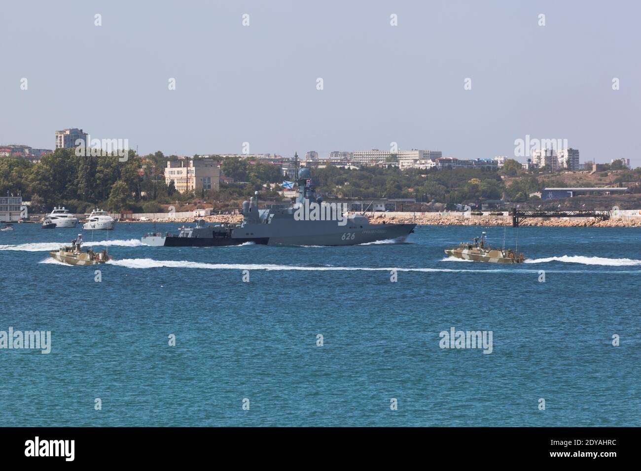 Sevastopol, Crimea, Russia - July 26, 2020: Small rocket ship Orekhovo ...