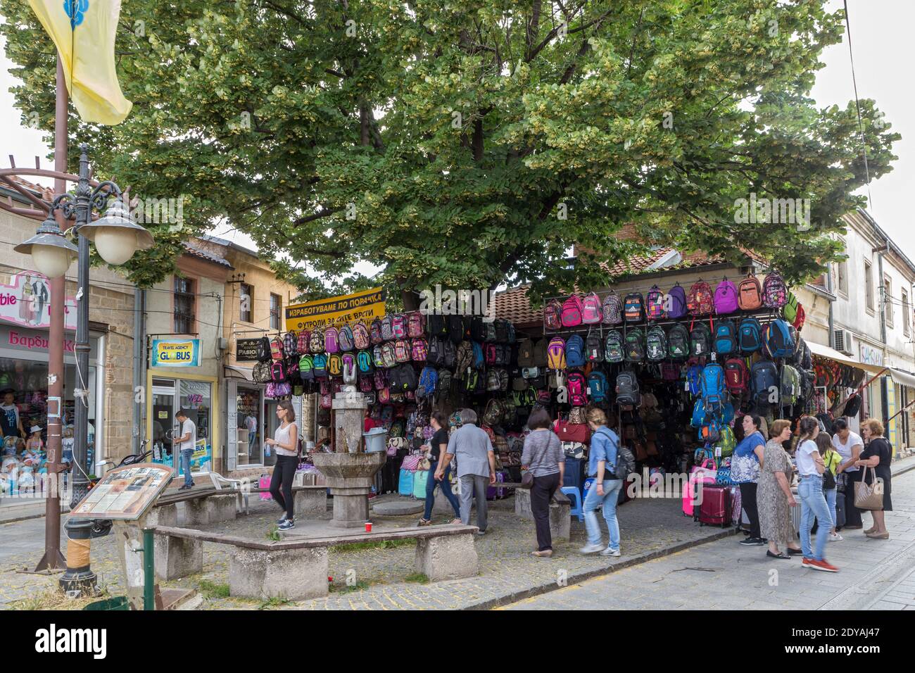 Bags shop and old fountain, Old Bazaar, Bitola, Macdonia, (FYROM ...