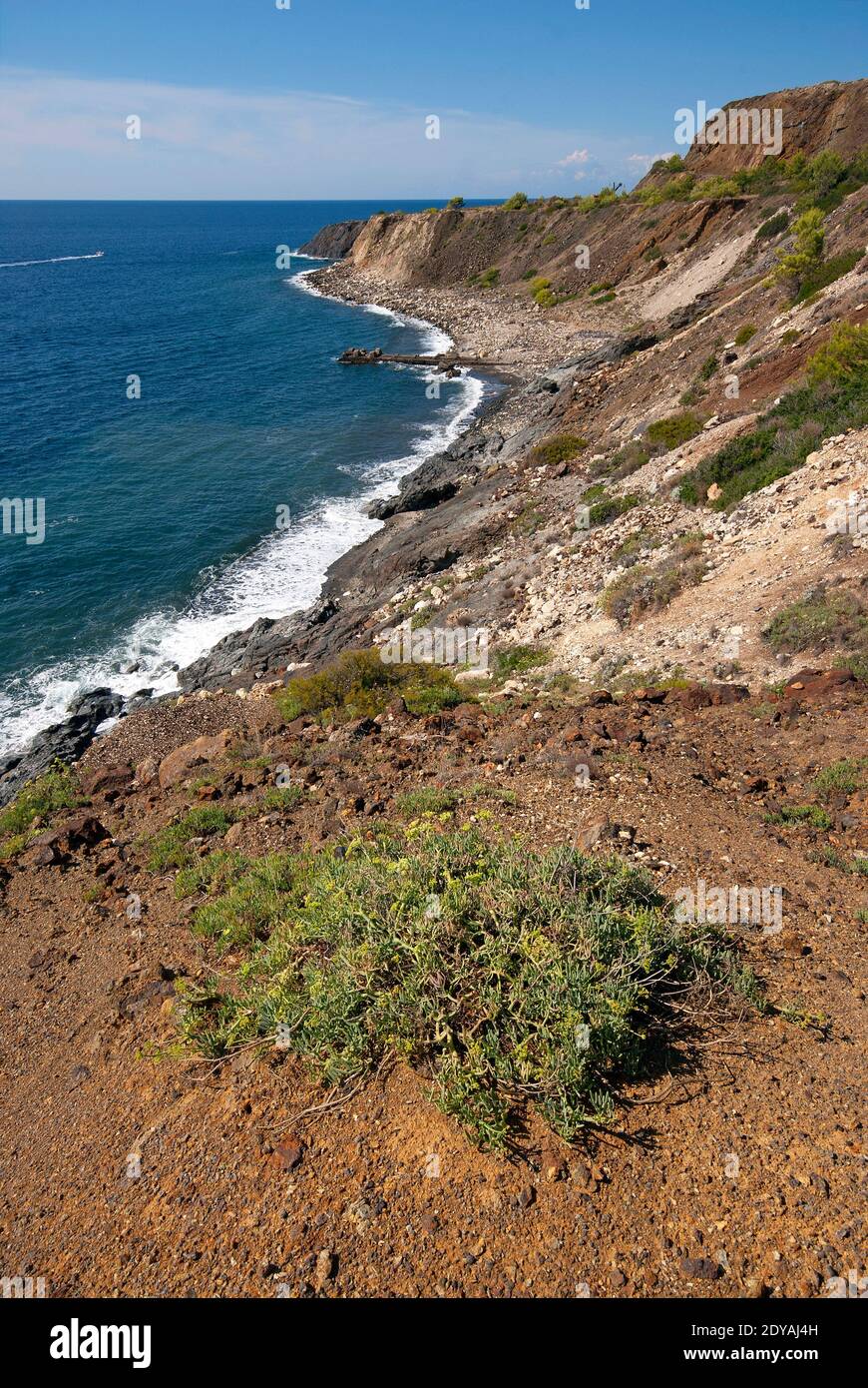 Coastline in the old iron mines area of Calamita mountain, Capoliveri ...