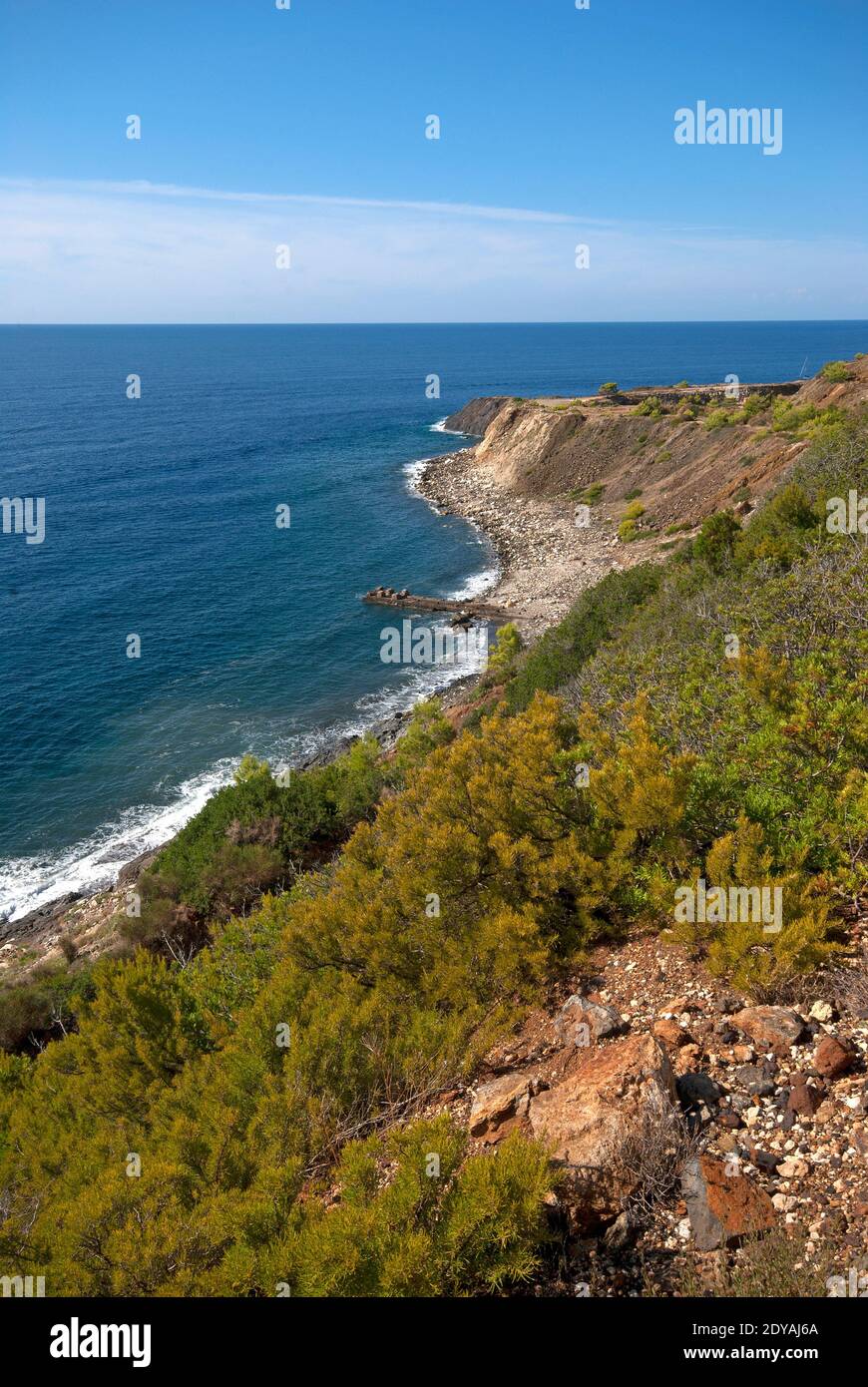 Coastline in the old iron mines area of Calamita mountain, Capoliveri ...