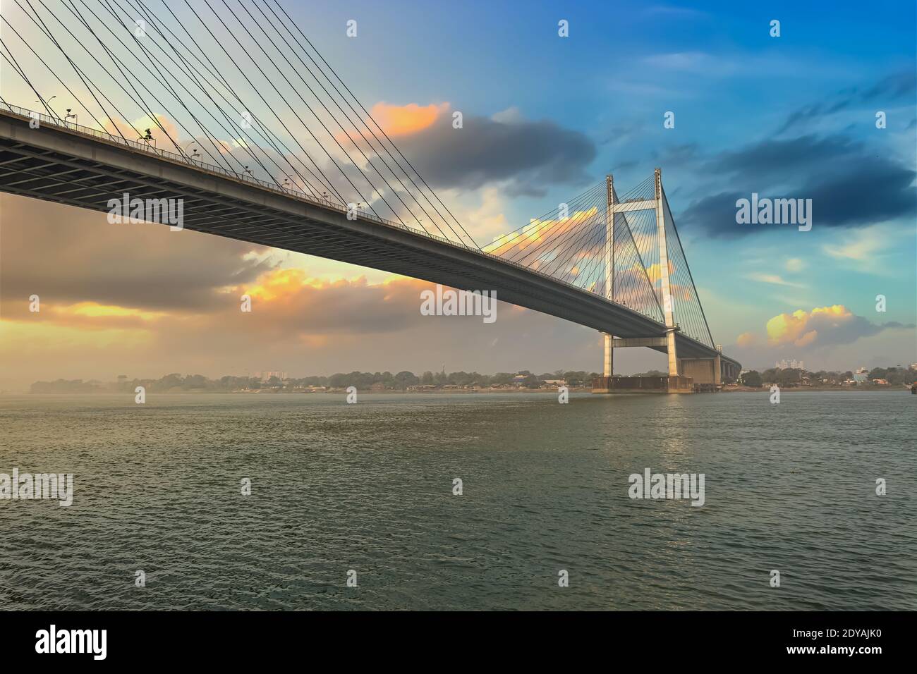 Vidyasagar Setu cable stayed bridge on river Ganges at Kolkata, India ...
