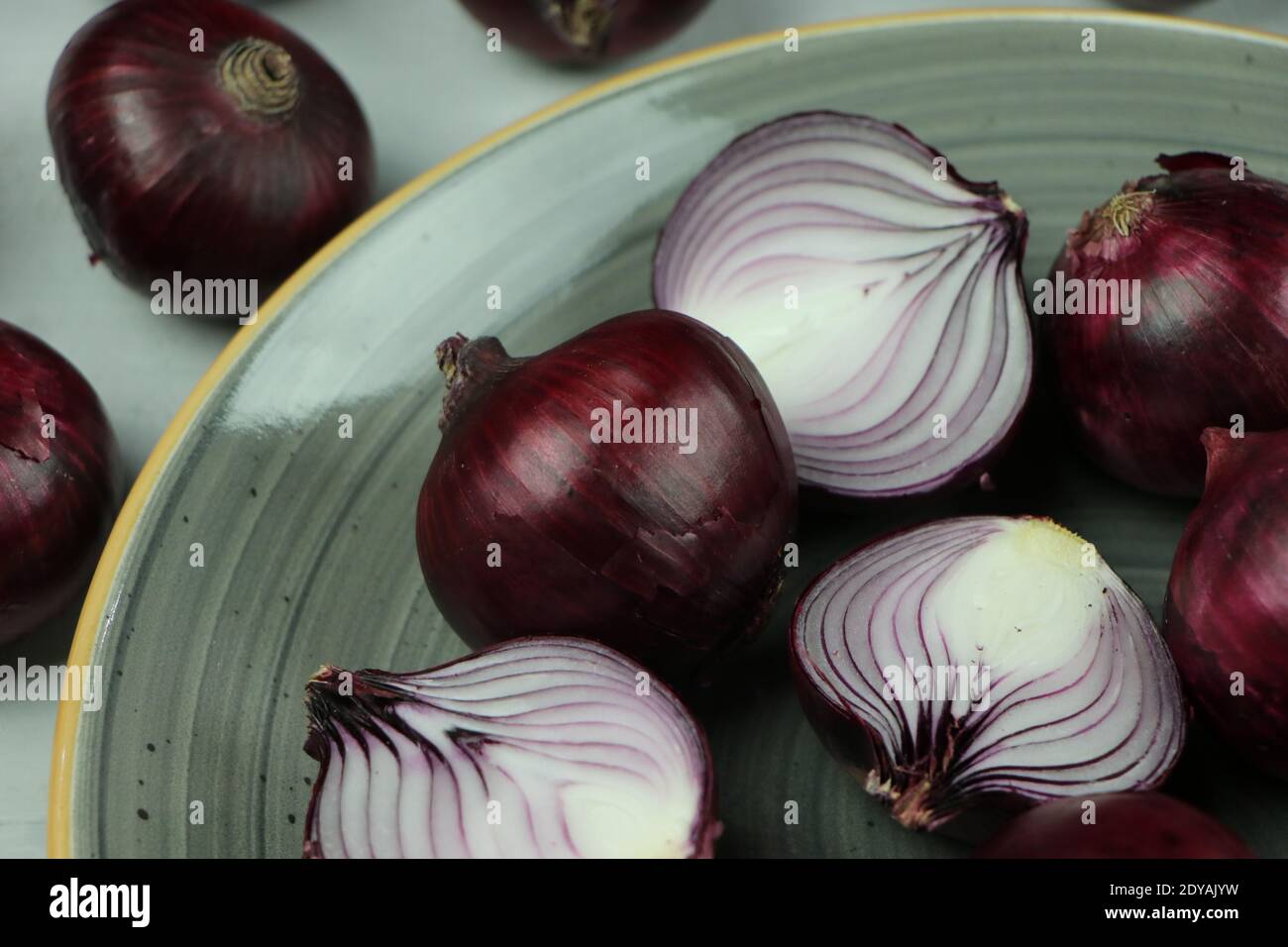 sweet red onions on background. High quality photo Stock Photo - Alamy